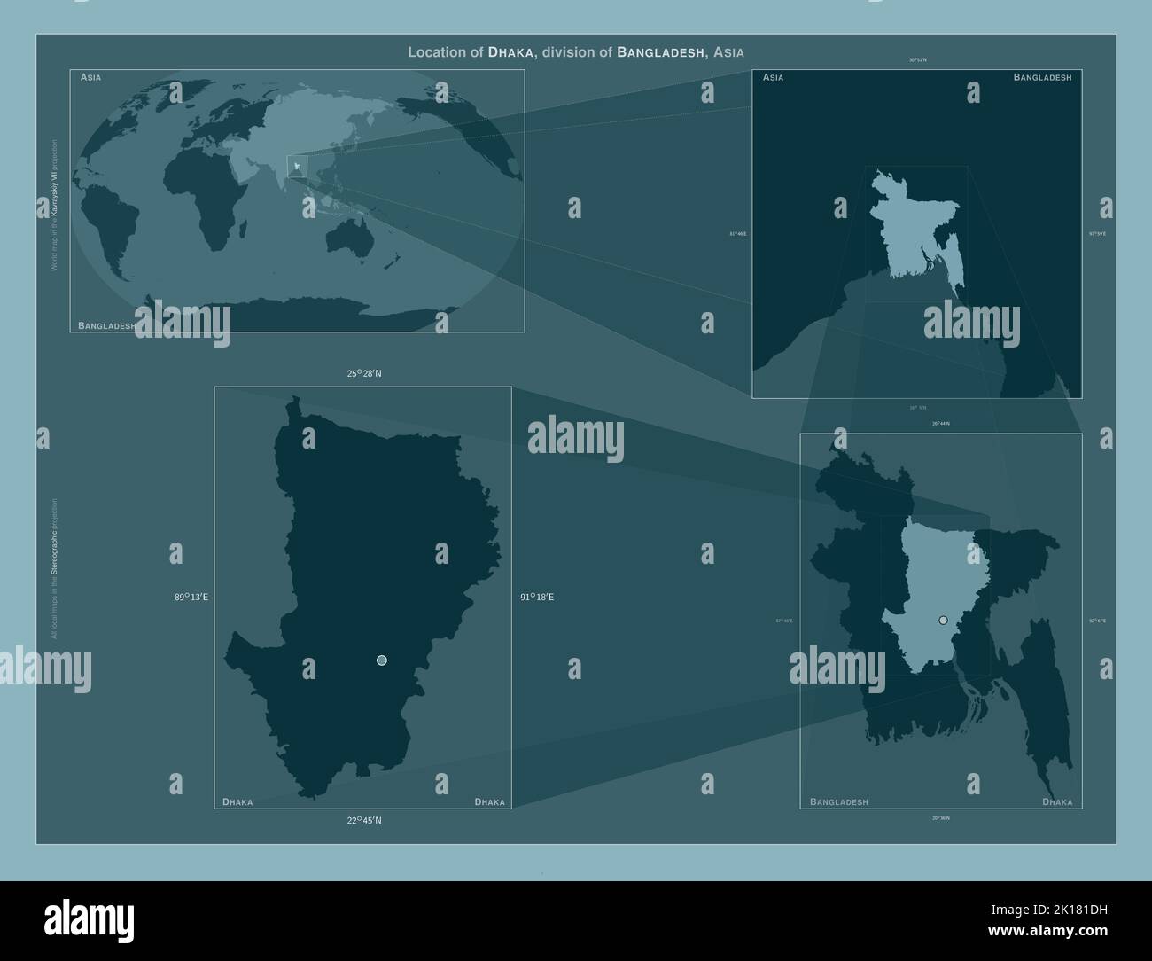 Dhaka, division of Bangladesh. Diagram showing the location of the ...