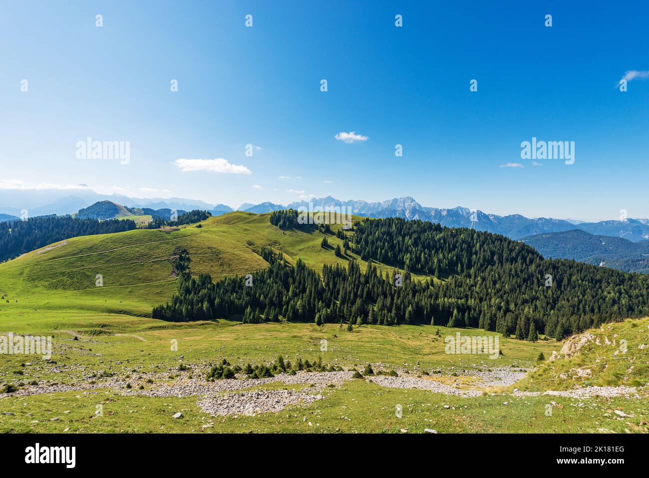 Panoramic view of Carnic Alps and Julian Alps, from the mountain peak ...