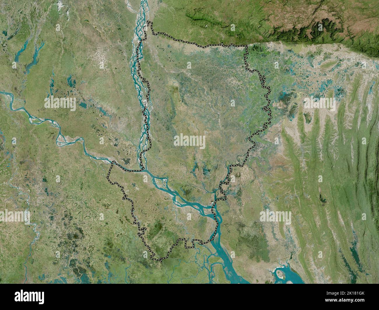 Dhaka, division of Bangladesh. High resolution satellite map Stock ...