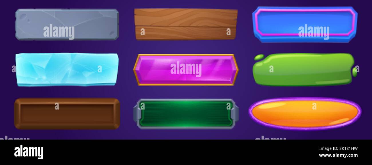 Set of web buttons isolated on background. Cartoon vector illustration ...