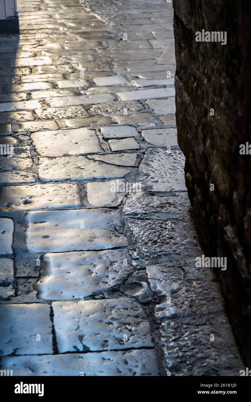Street with old stone slabs, Zadar, Dalmatia, Croatia Stock Photo - Alamy