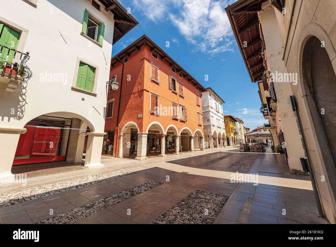 Main street in Spilimbergo downtown, Corso Roma (Rome Street). Town of ...
