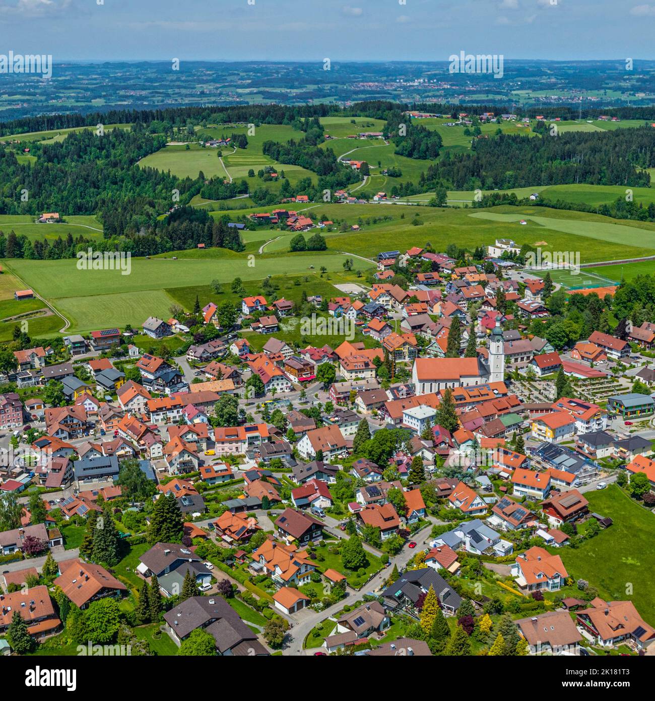 Scheidegg in Western Allgaeu from above Stock Photo - Alamy