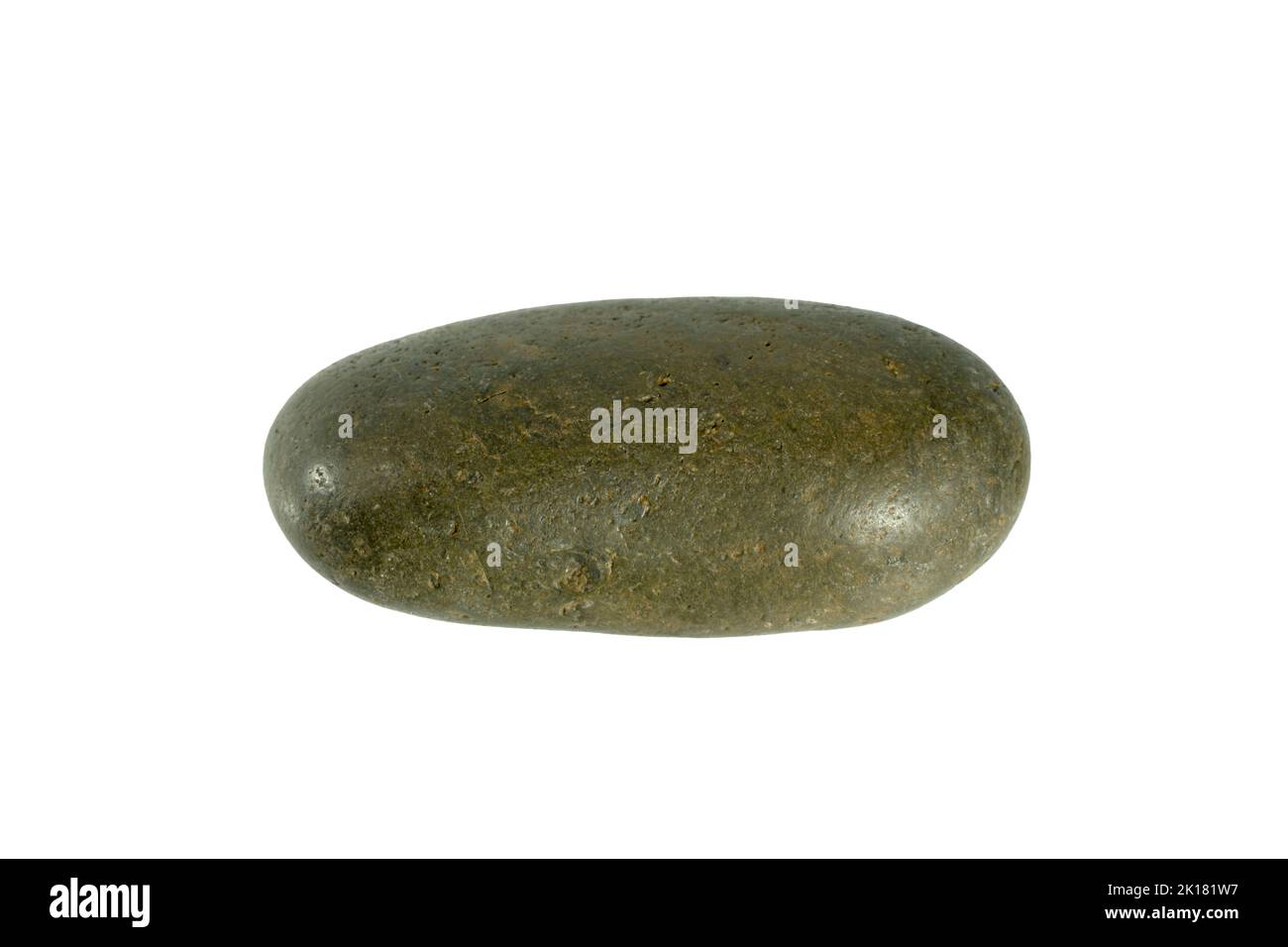 dark pebble oval stone is isolated on white background (clipped path ...