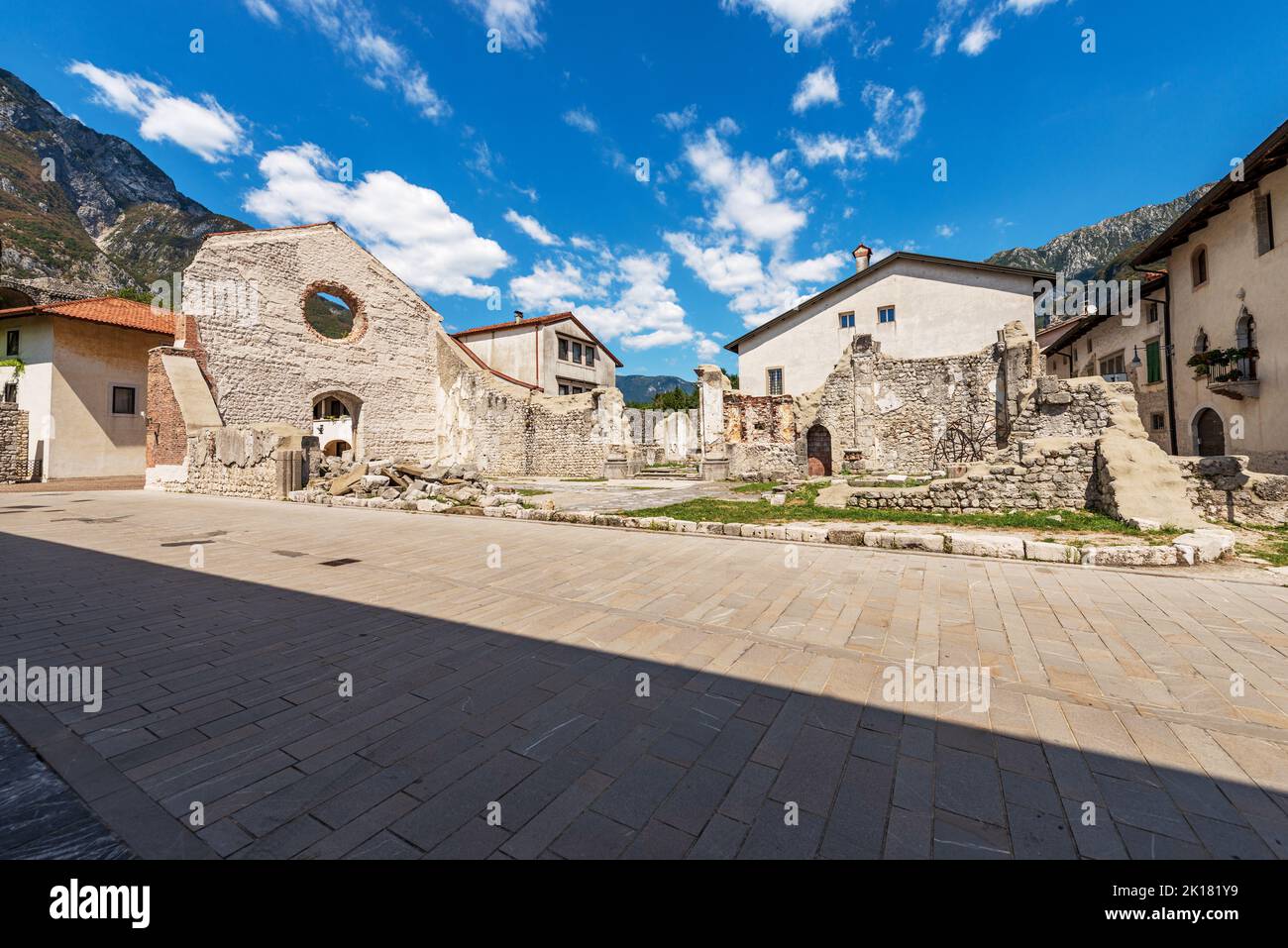 Venzone, ruins of the Church of San Giovanni Battista, destroyed by the ...