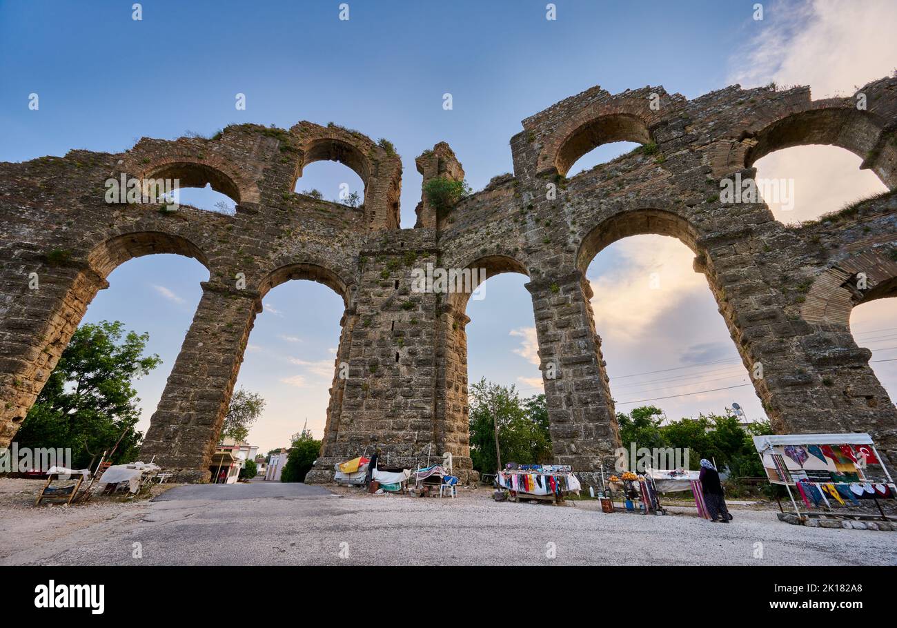 Roman aqueduct of Aspendos, Aspendos Ancient City, Antalya, Turkey ...