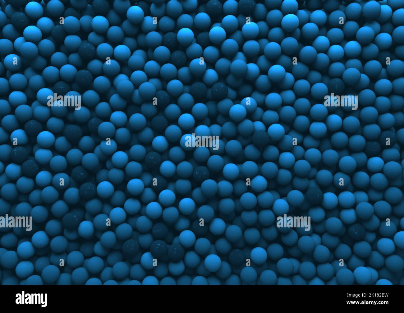 An array of blue rubber balls spread out to form a solid background ...