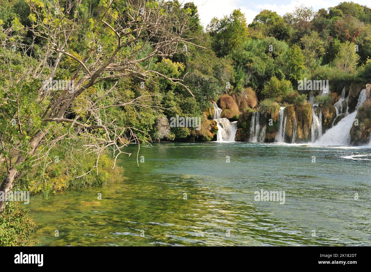 Trees, forest and part of Skradinski Buk waterfalls in Krka National Park, Croatia, Europe Stock ...