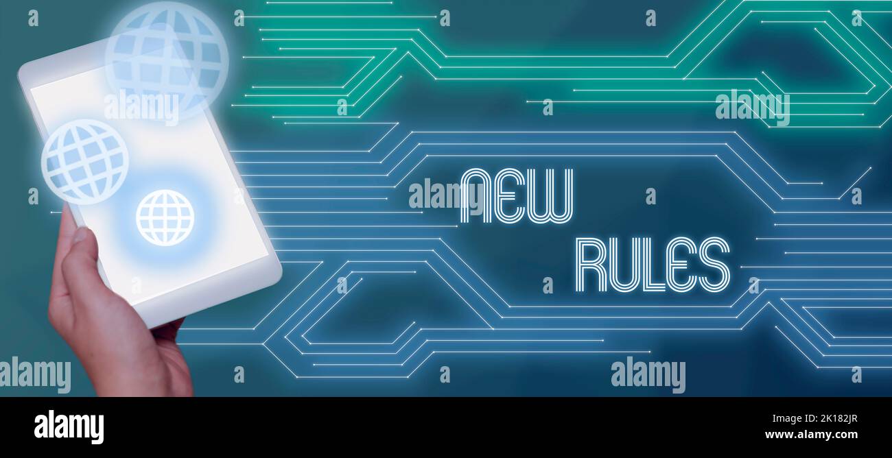 Sign displaying New Rules. Concept meaning A state of changing an ...