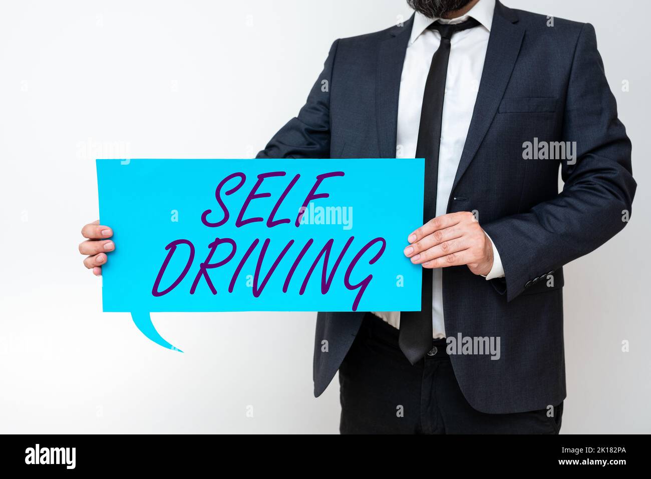 Text caption presenting Self Driving. Business concept Autonomous ...