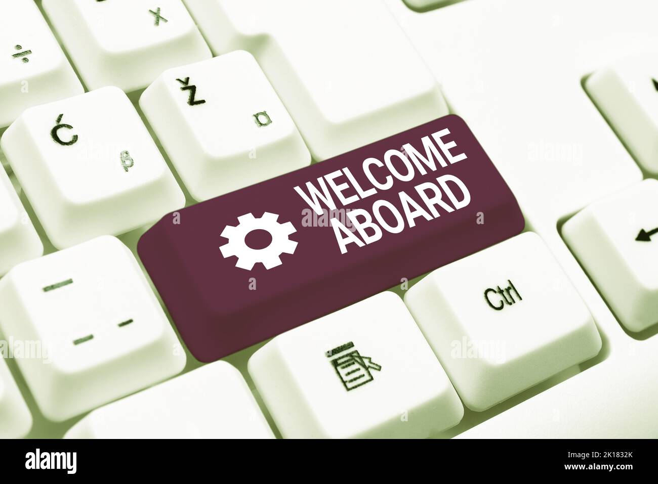 Conceptual caption Welcome AboardExpression of greetings to a person ...