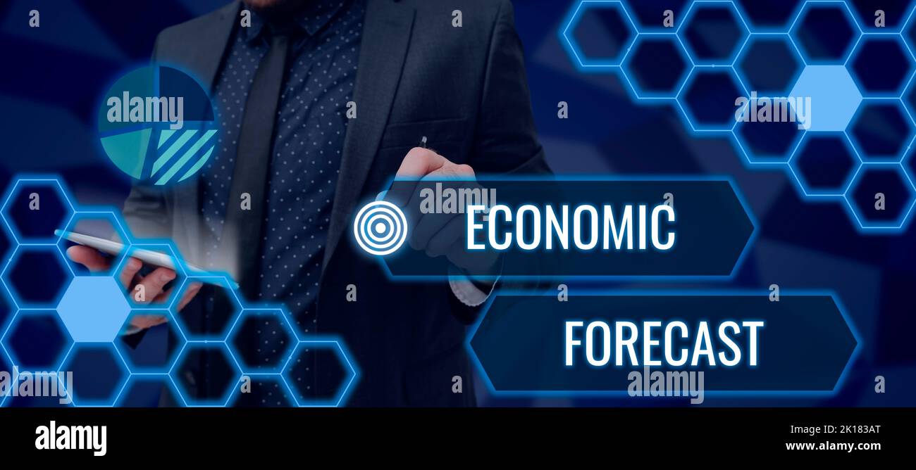 Hand writing sign Economic ForecastProcess of making predictions about ...