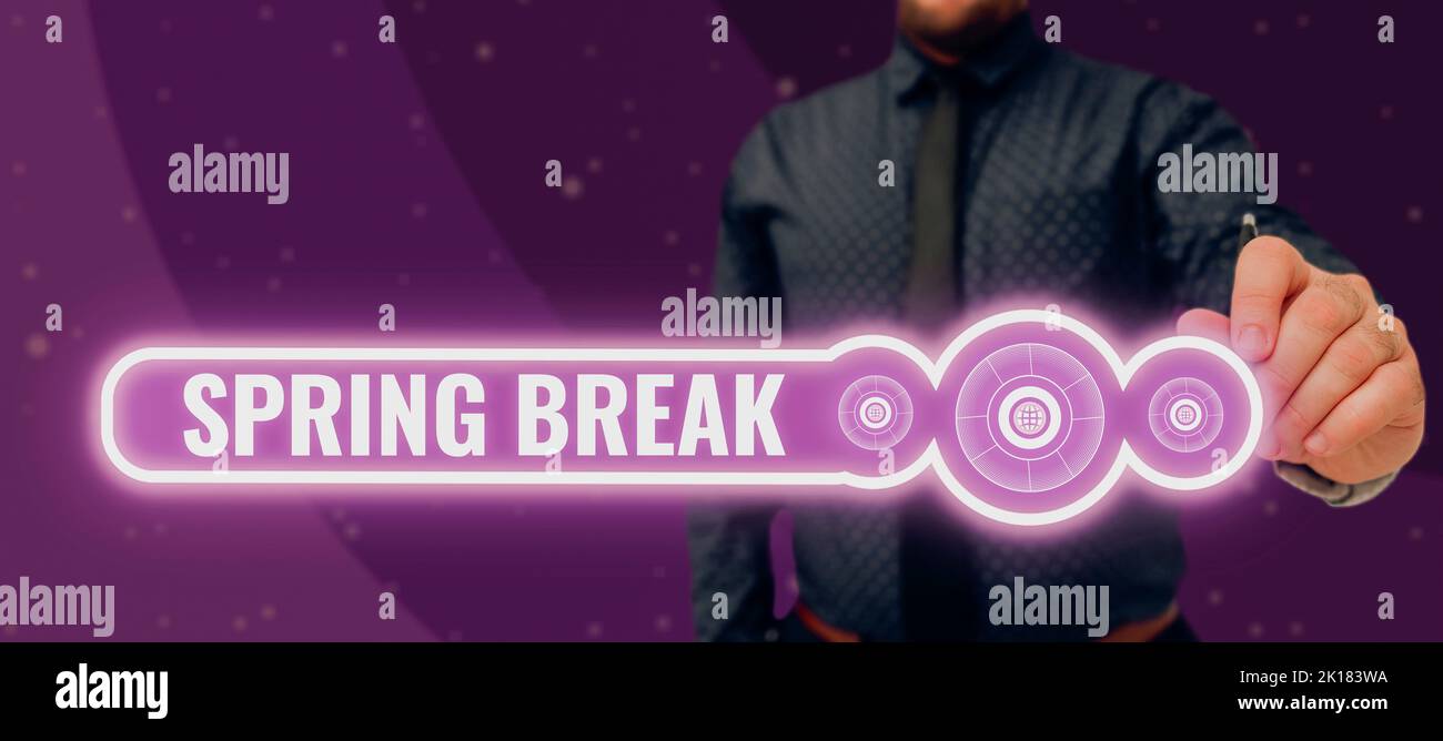 Inspiration showing sign Spring Break. Word Written on Vacation period ...