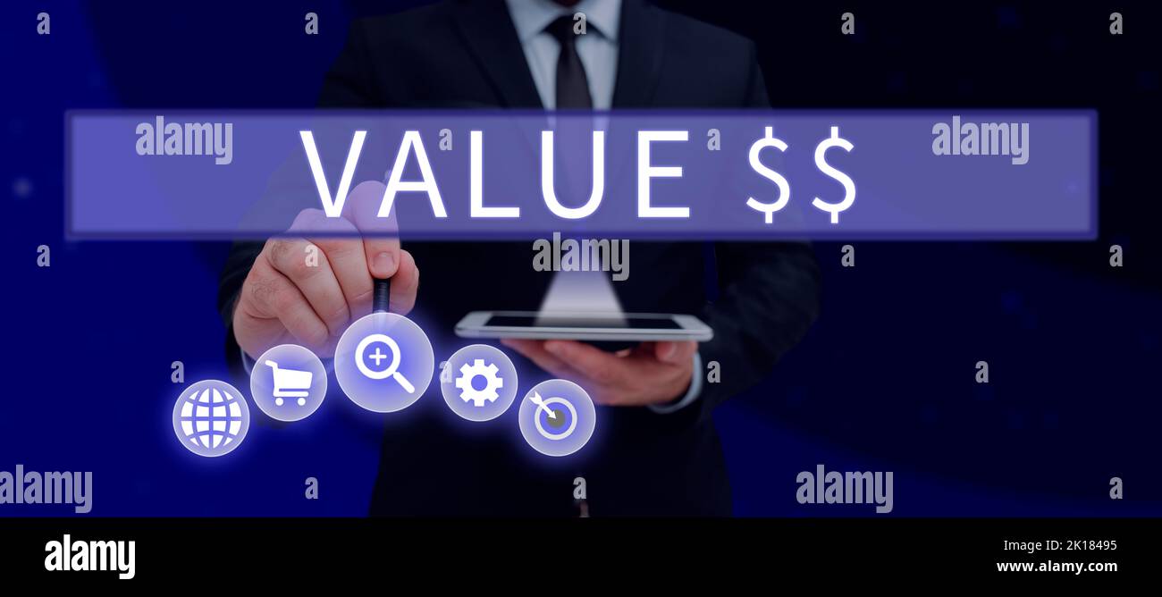 Sign displaying Value Dolar. Word for the worth of the process id of ...