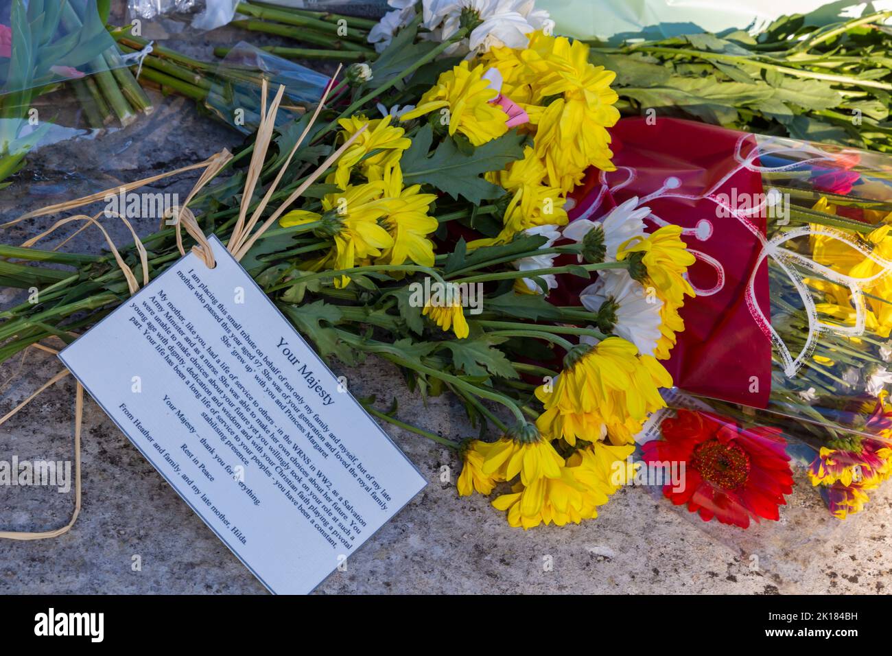 Bournemouth, Dorset UK. 16th September 2022. Poignant messages and ...