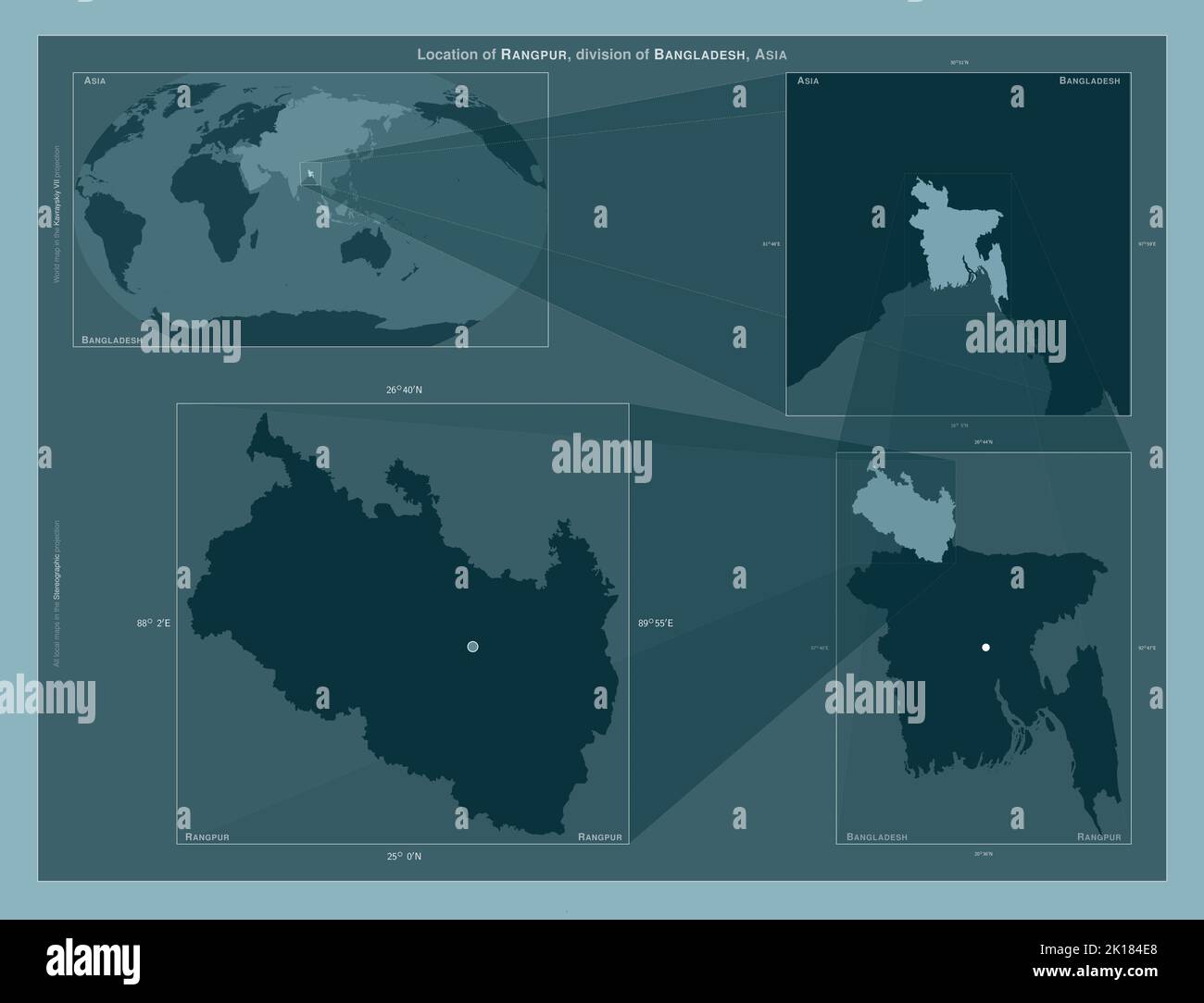 Rangpur, division of Bangladesh. Diagram showing the location of the ...