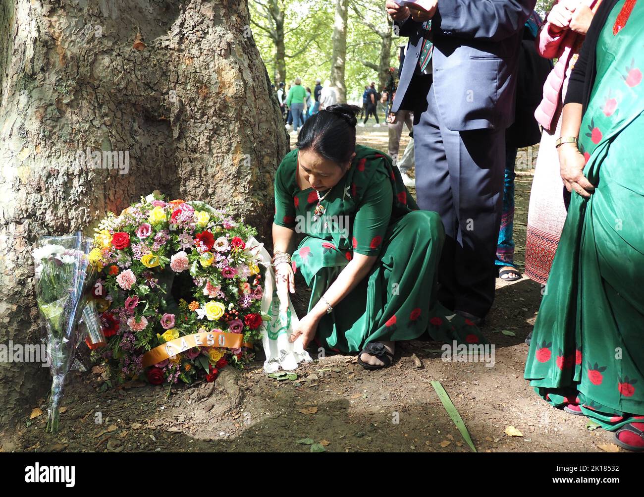 London, UK. 16th Sep, 2022. Representatives of the Nepalese community ...