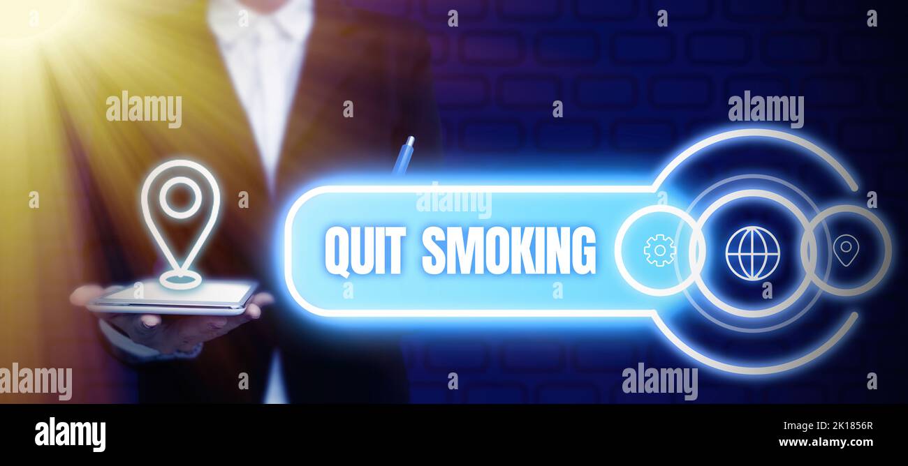 Conceptual display Quit Smoking. Concept meaning Discontinuing or ...
