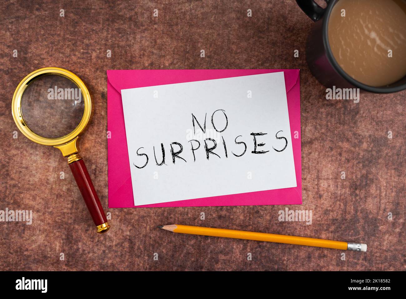Inspiration showing sign No Surprises. Business overview Presupposed ...