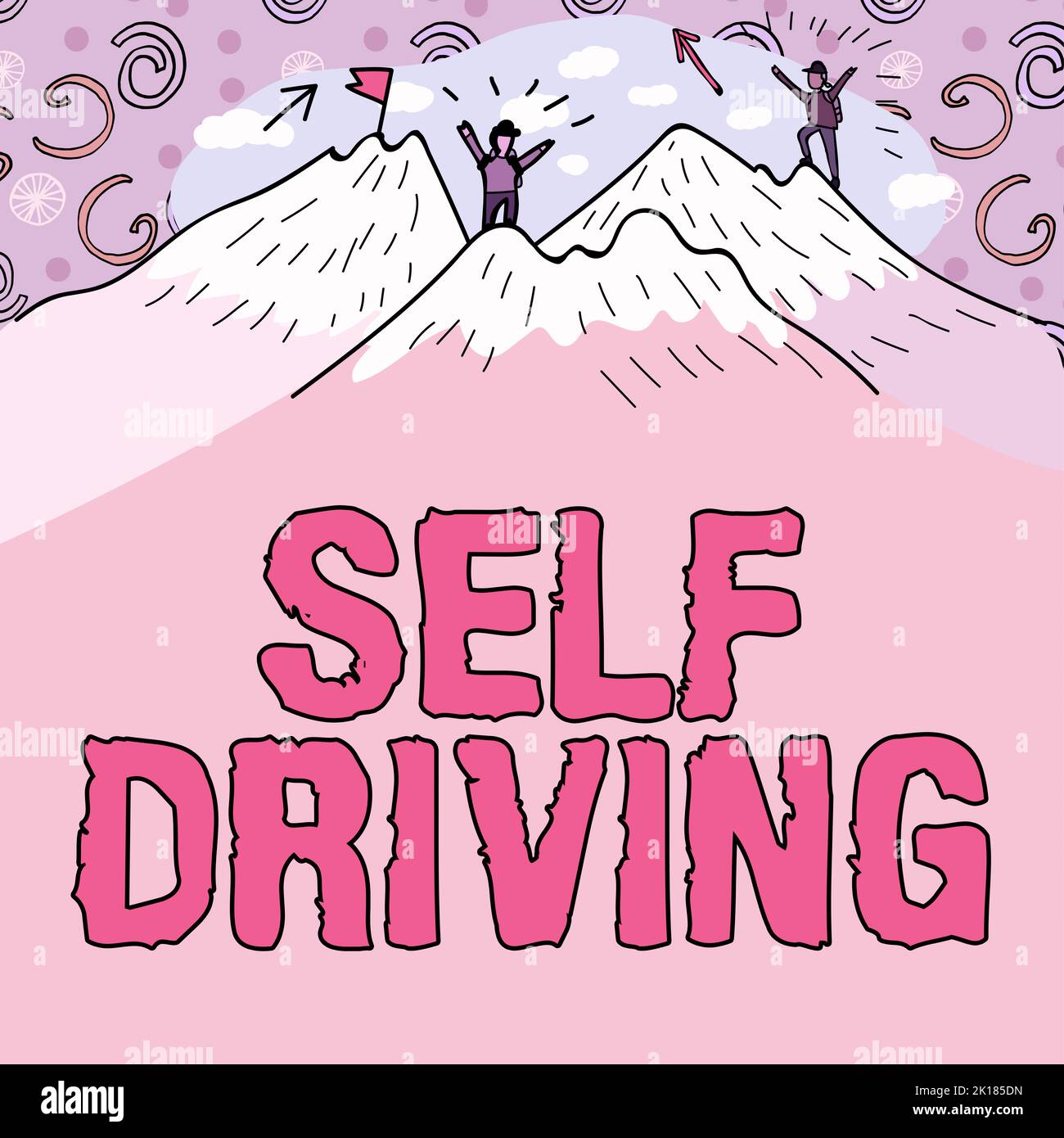 Text Sign Showing Self Driving Word Written On Autonomous Vehicle Ability To Navigate Without