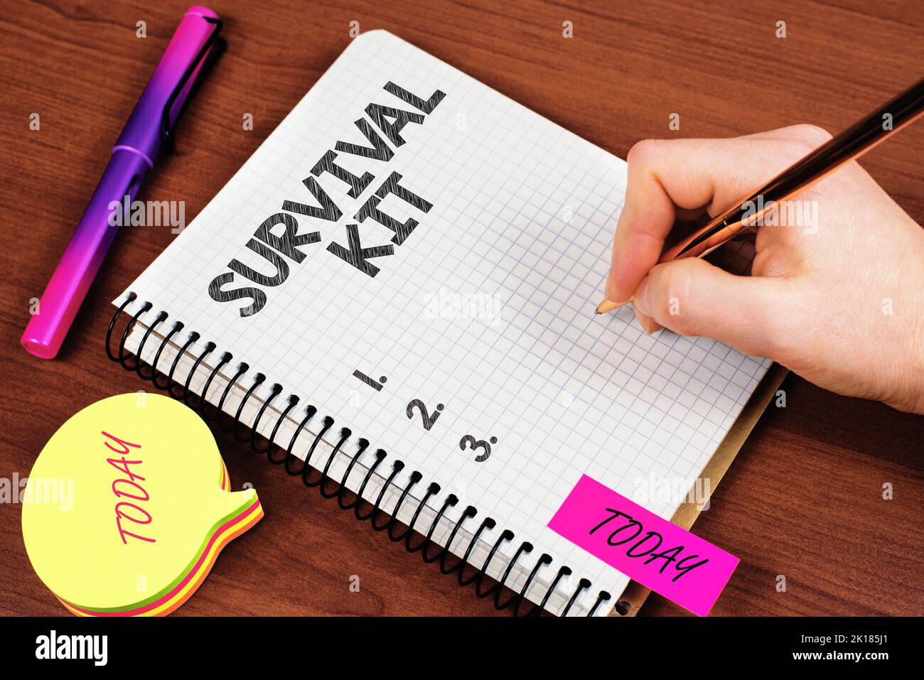 Conceptual display Survival Kit. Conceptual photo Emergency Equipment ...