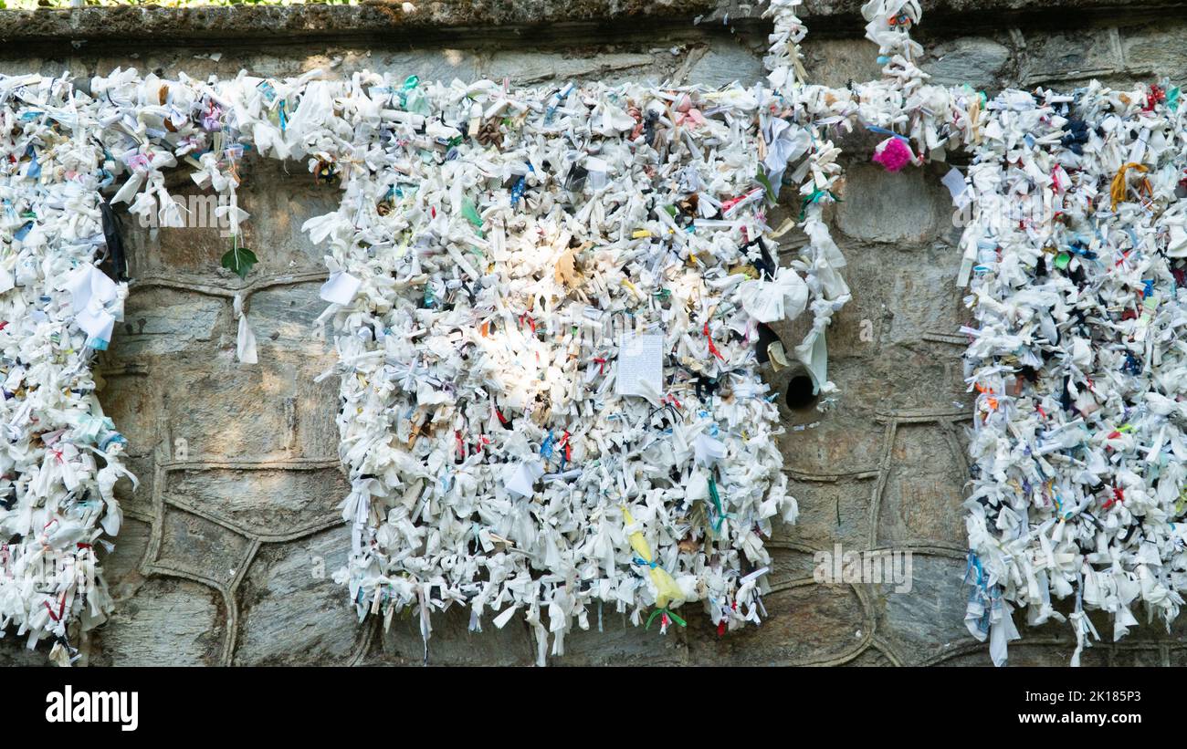 Wishing wall at house of Virgin Mary in Ephesus ancient city. Wishing ...