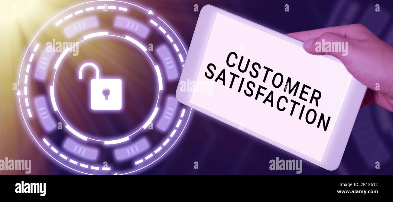 Hand writing sign Customer Satisfaction. Concept meaning Exceed ...