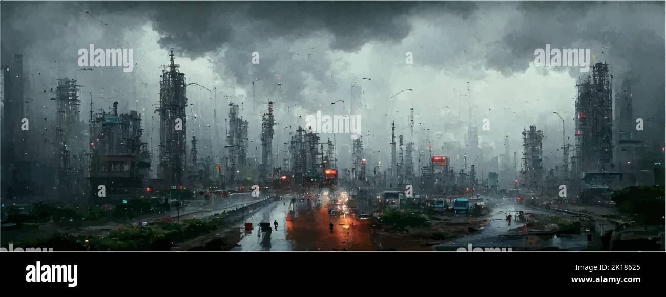 Background destroyed buildings Stock Vector Images - Alamy