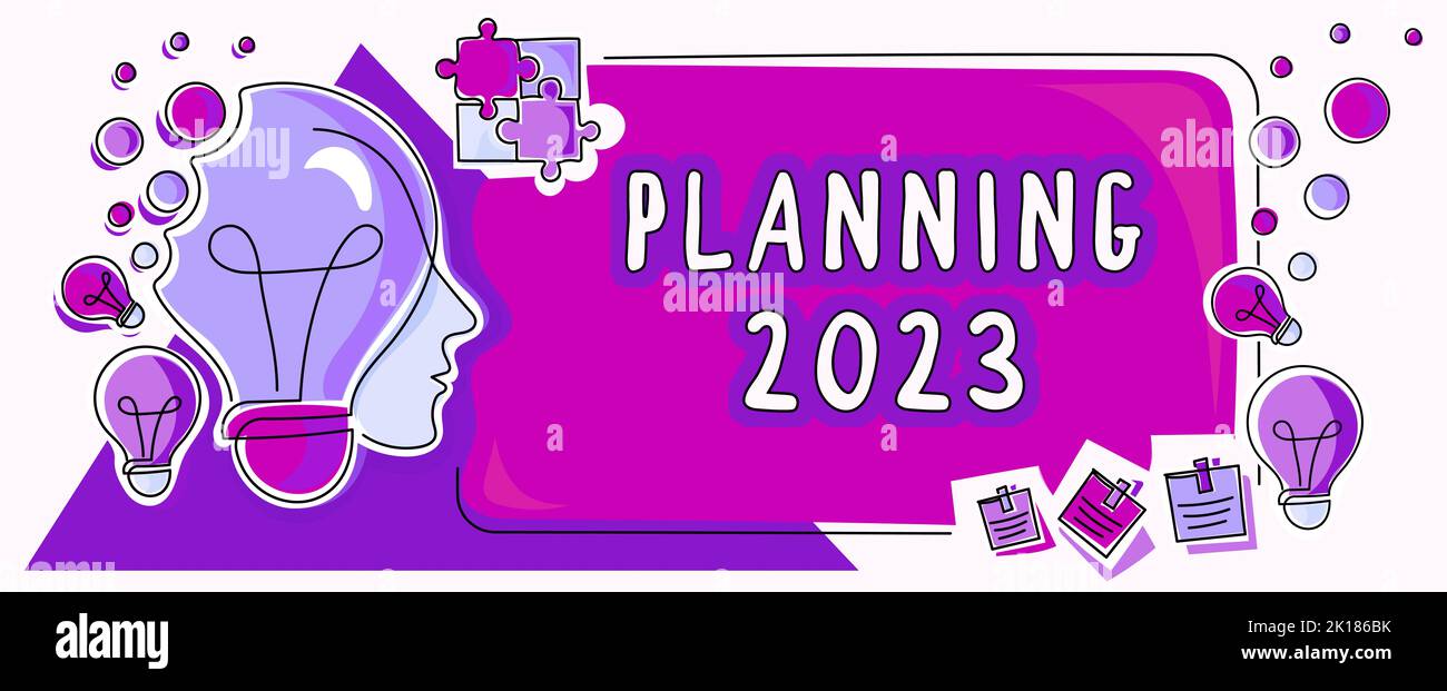 Hand writing sign Planning 2023. Word Written on Begin with end in the ...