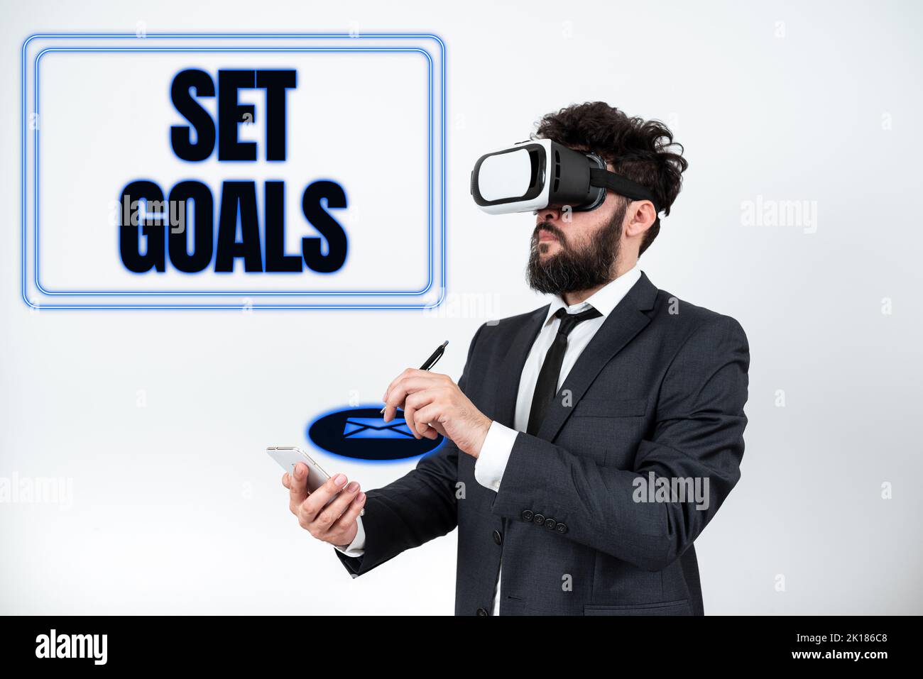 Handwriting text Set Goals. Word for Defining or achieving something in ...