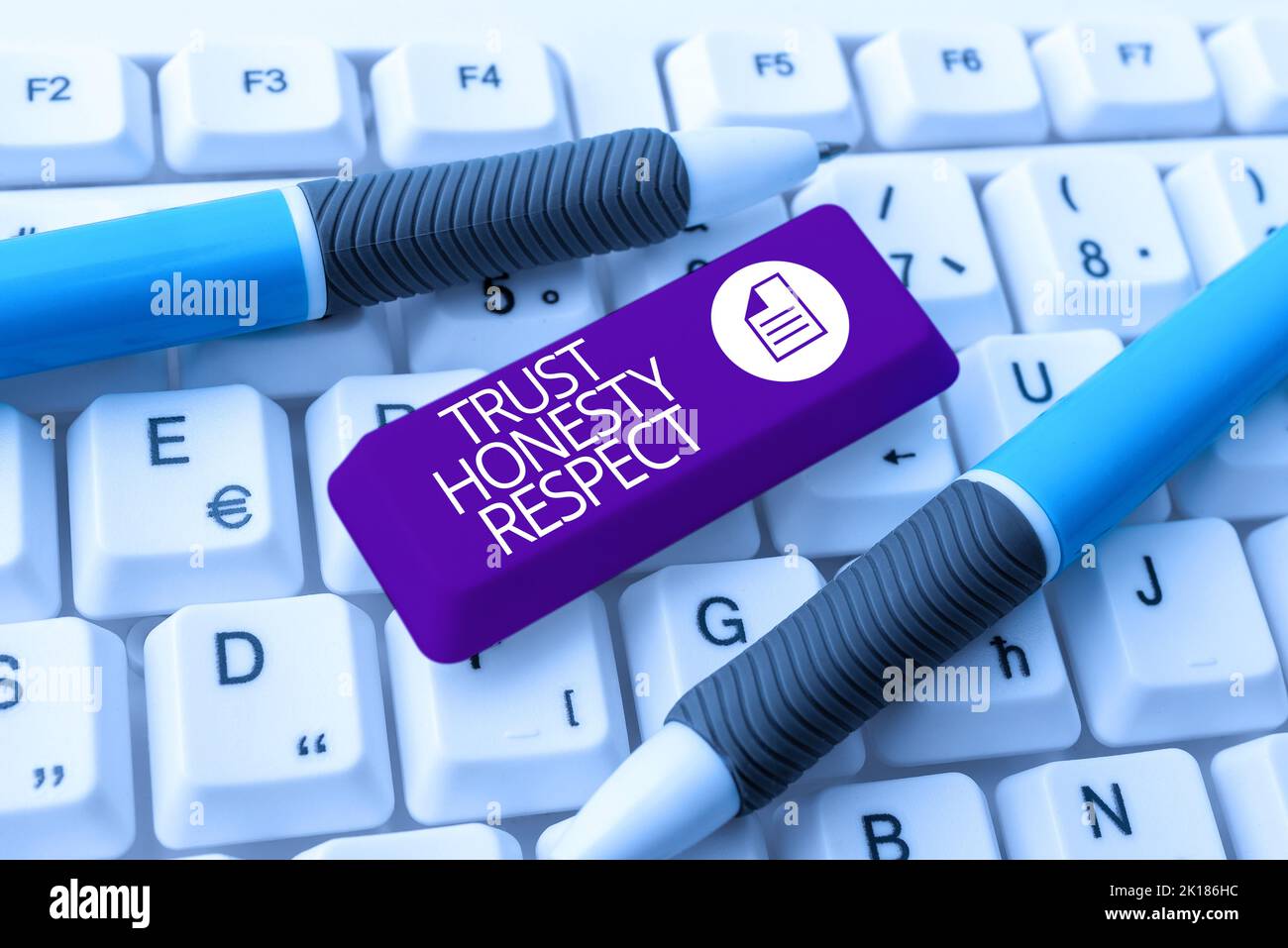 Text showing inspiration Trust Honesty Respect. Business overview ...