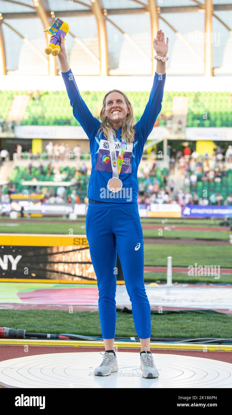 Elena Vallortigara of Italy bronze medal presentation for the women’s ...