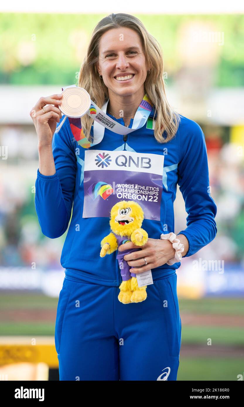 Elena Vallortigara of Italy bronze medal presentation for the women’s ...