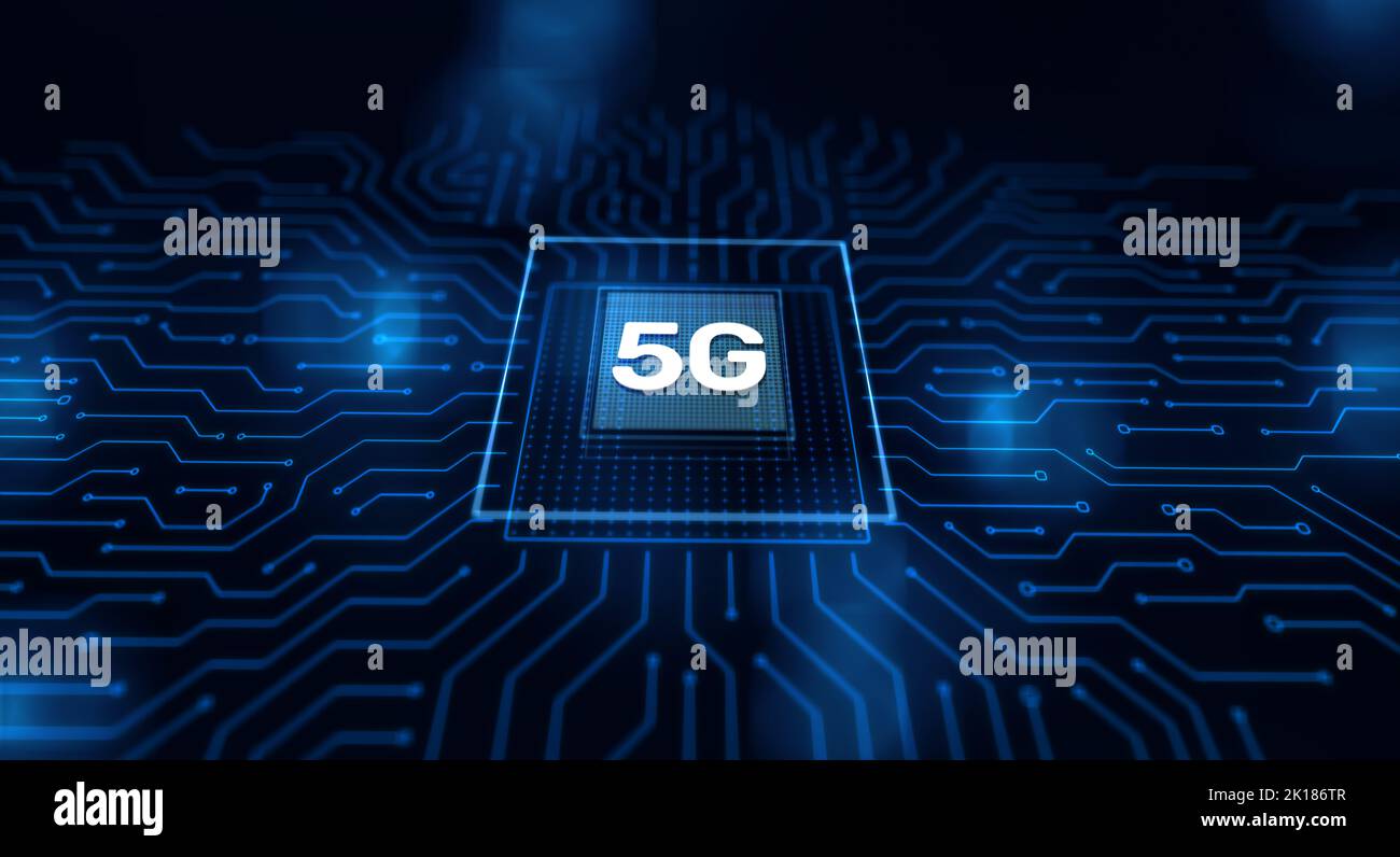5G Fifth generation of mobile internet. Fast connection ...