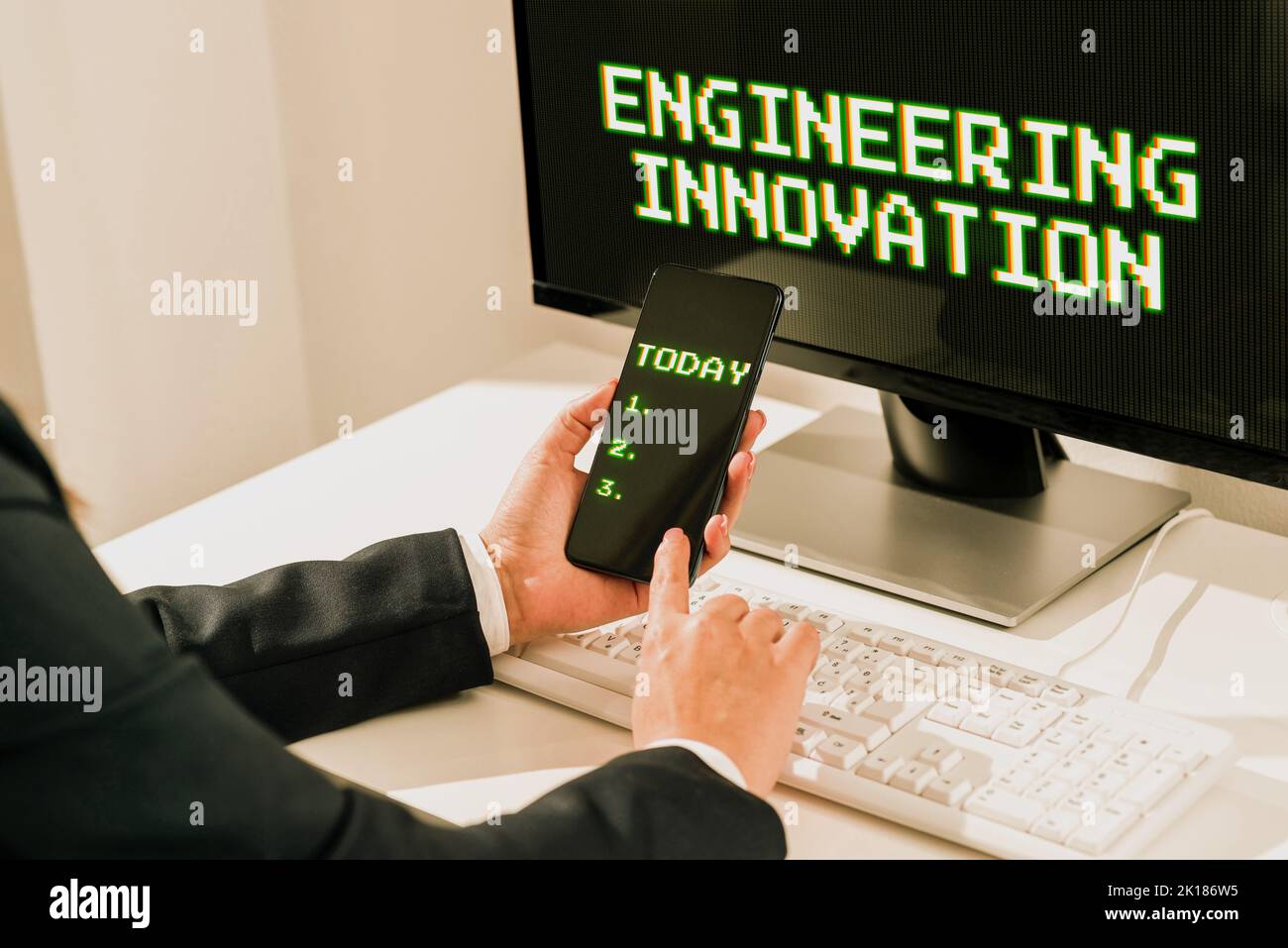 Text caption presenting Engineering Innovation. Business concept ...