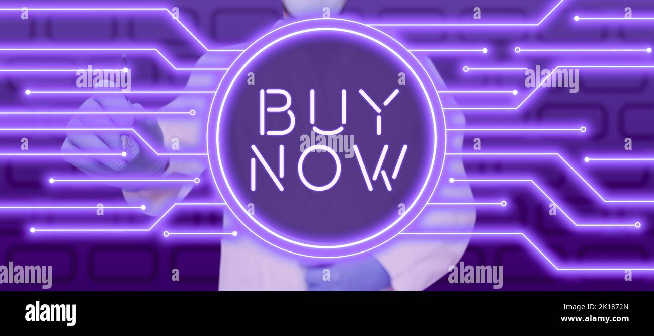 Conceptual caption Buy Now. Internet Concept asking someone to purchase ...