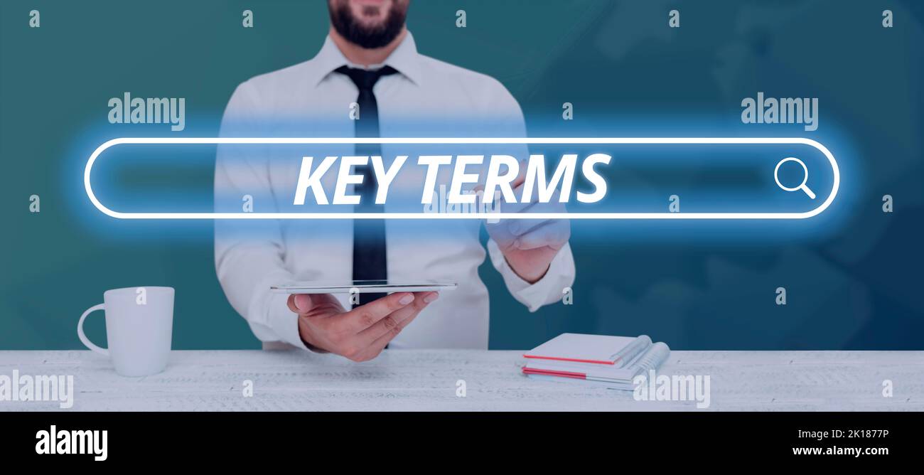 Text caption presenting Key Terms. Business overview Words that can ...