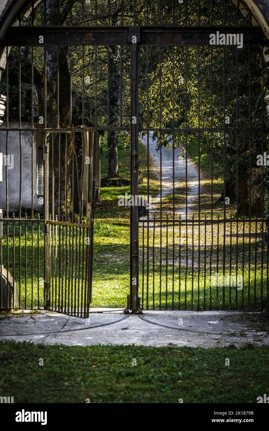 Gate to Castle Bosiljevo, medieval castle owned by Frankopan family and ...