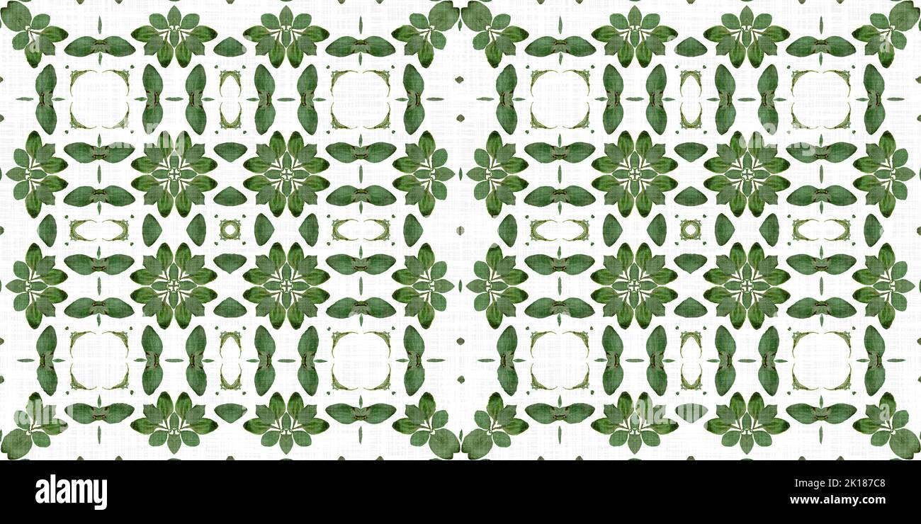 Foliage kaleidoscope seamless border pattern. Trendy optic fresh design ...