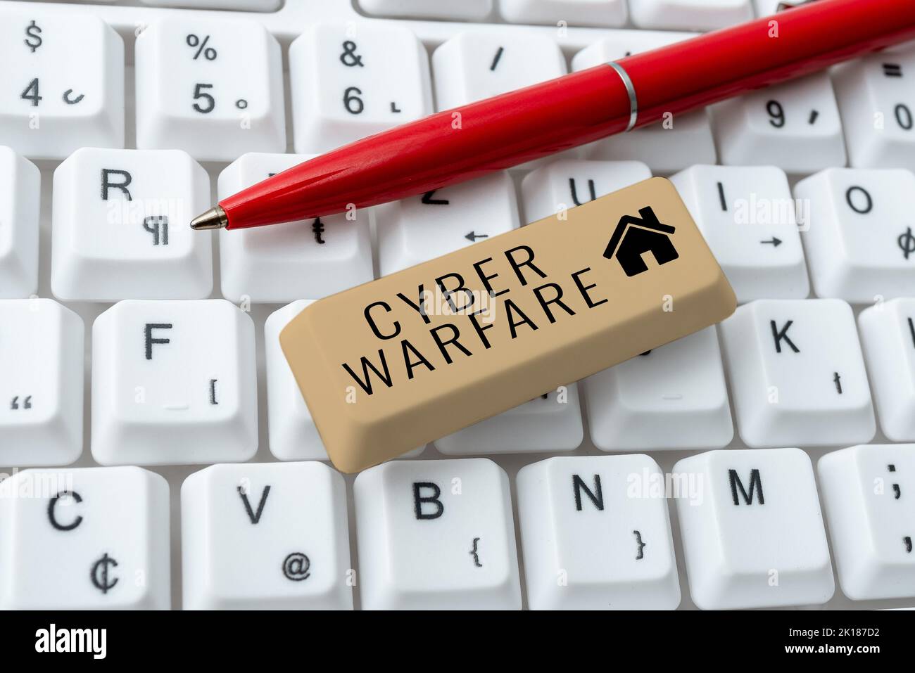 Conceptual caption Cyber Warfare. Business showcase Virtual War Hackers ...