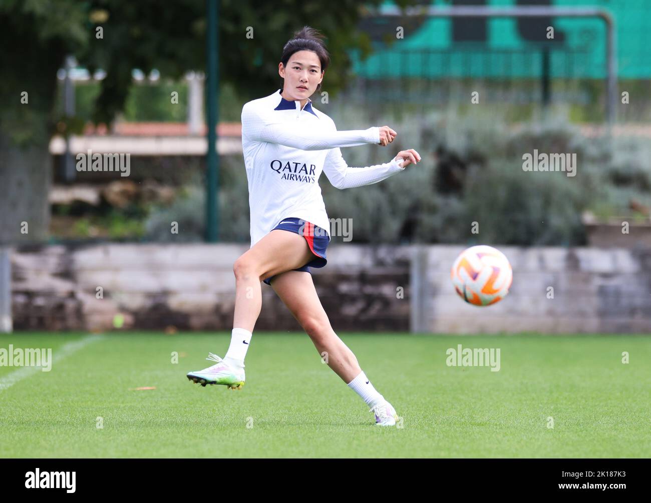 Paris, France. 16th Sep, 2022. Chinese player Yang Lina attends a training session at the ...
