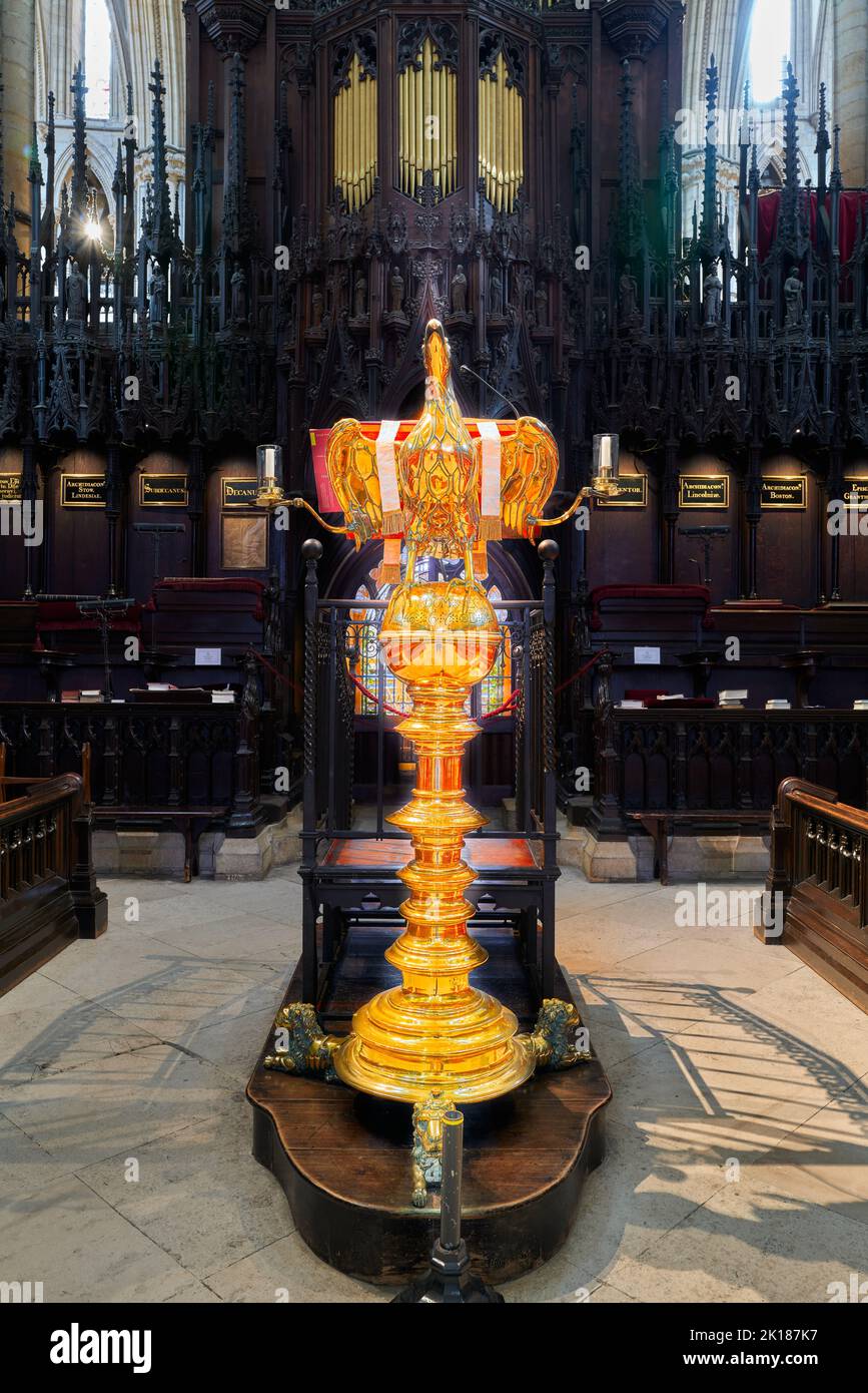 An eagle style lectern in the choir (quire) at the norman built ...