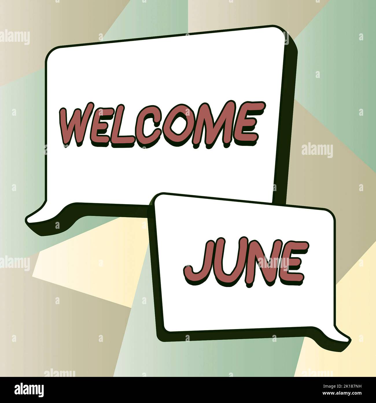 Conceptual caption Welcome June. Business overview Calendar Sixth Month ...