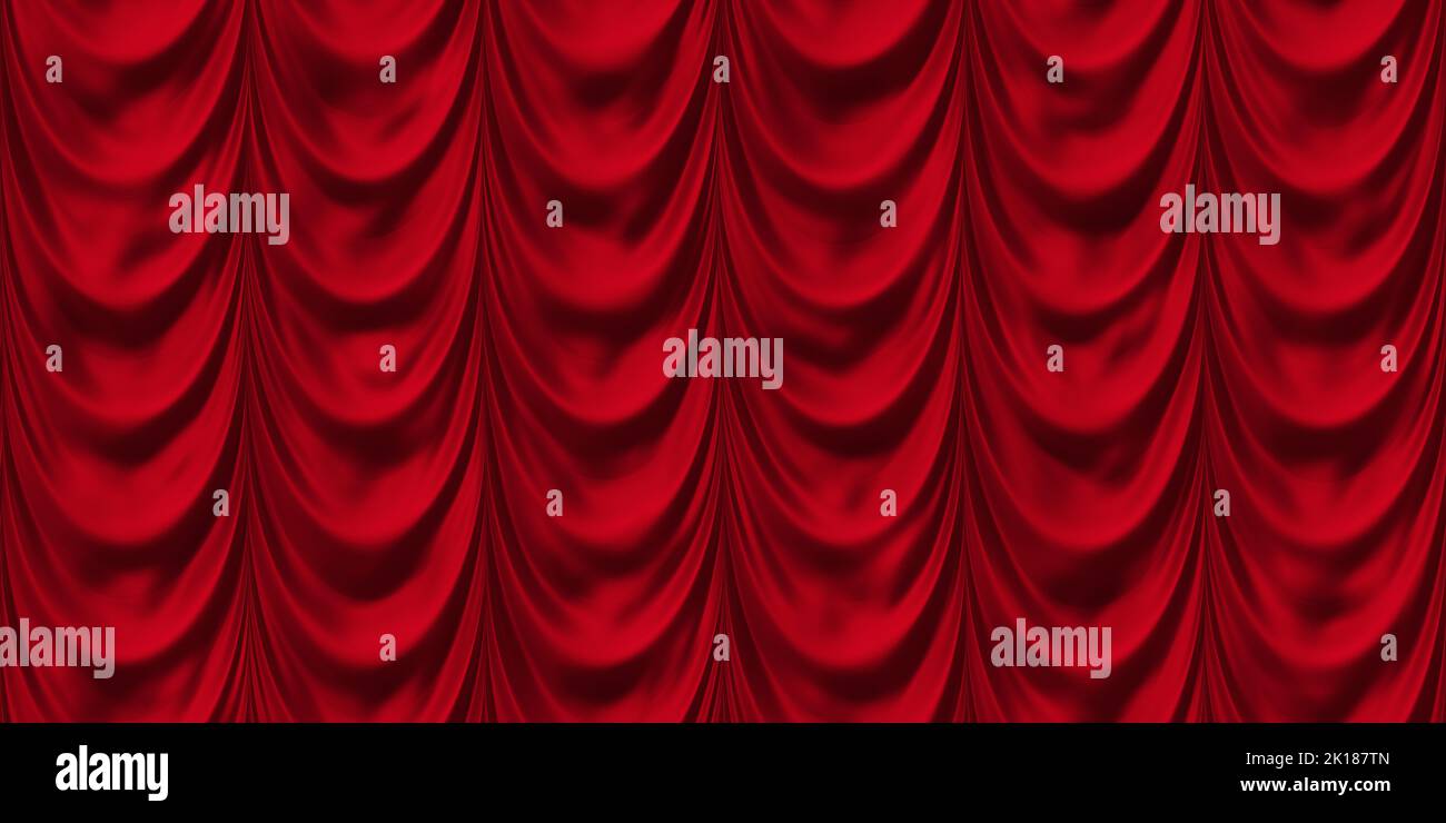 Seamless red theater curtains background. Luxurious silky velvet ...