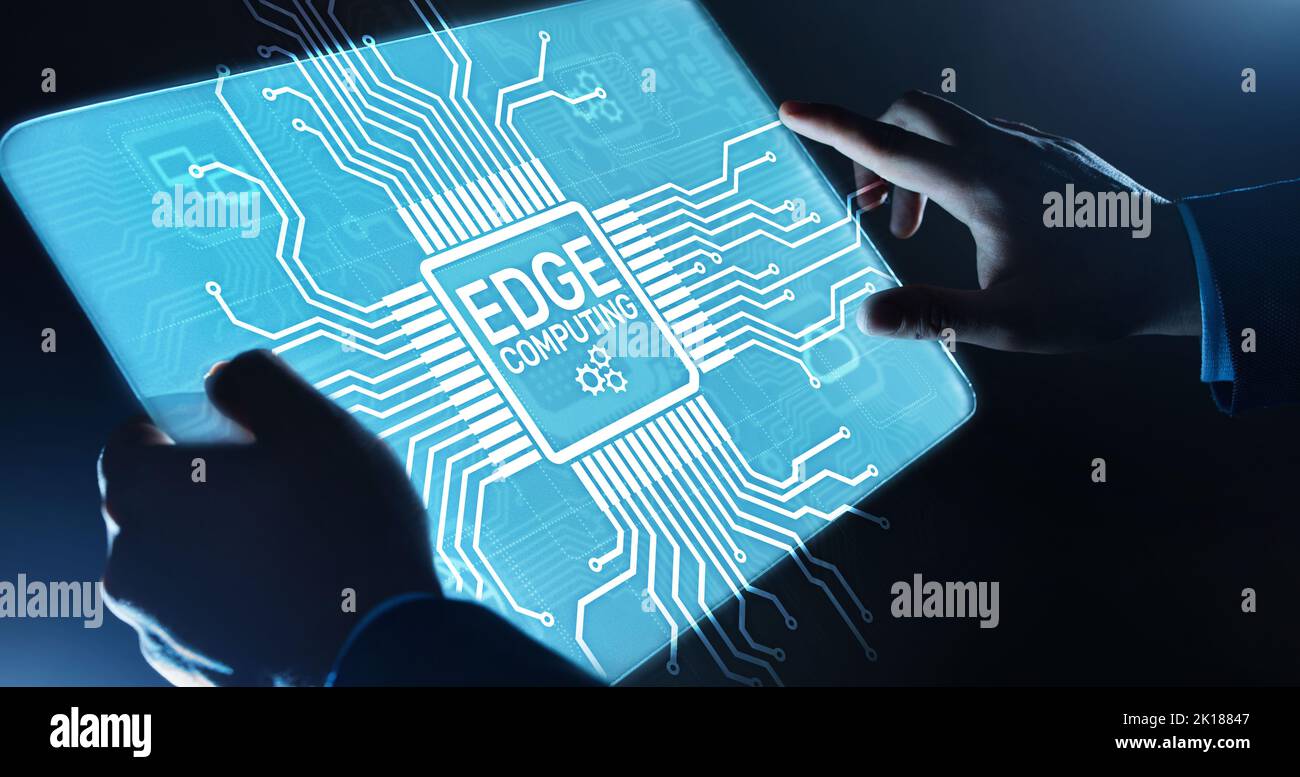 Edge computing modern IT technology on virtual screen concept Stock ...