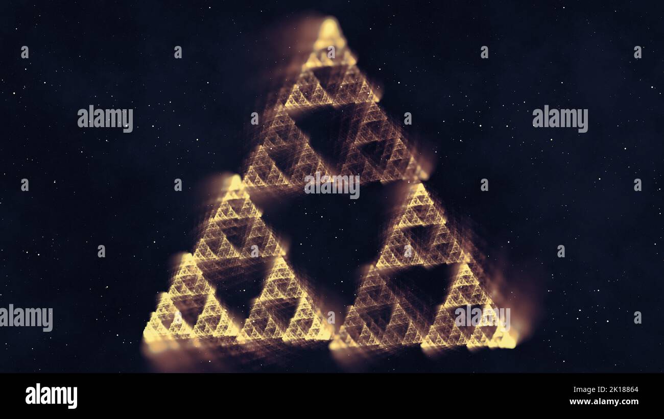 Sierpinski triangle fractal flame in space. Mathematics self similar ...