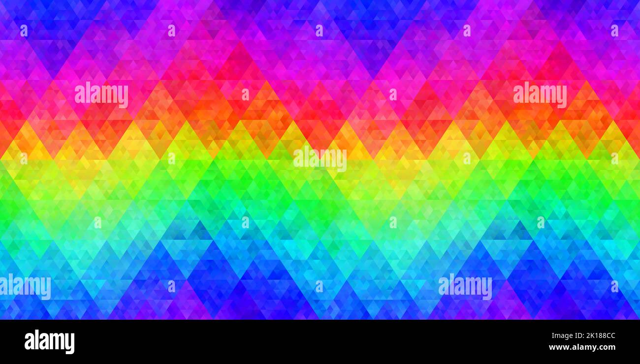 Seamless Colorful Rainbow Triangle Pattern. Low Poly Optical Light ...