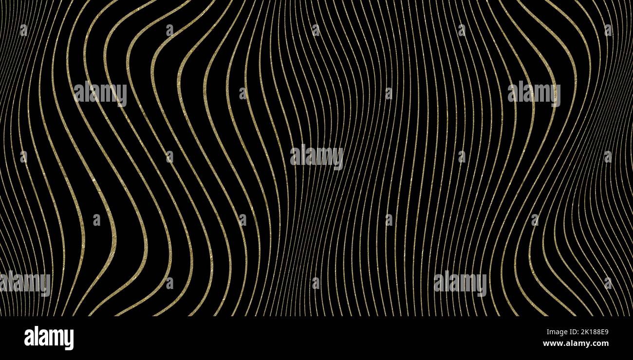 Seamless abstract luxury gold wavy optical illusion stripes on black ...
