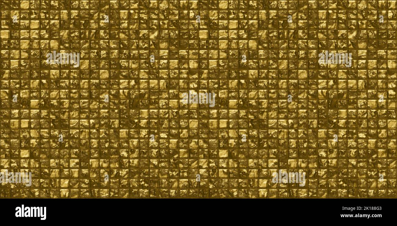 Seamless shiny gold leaf or foil luxury mosaic tiles background. Modern ...