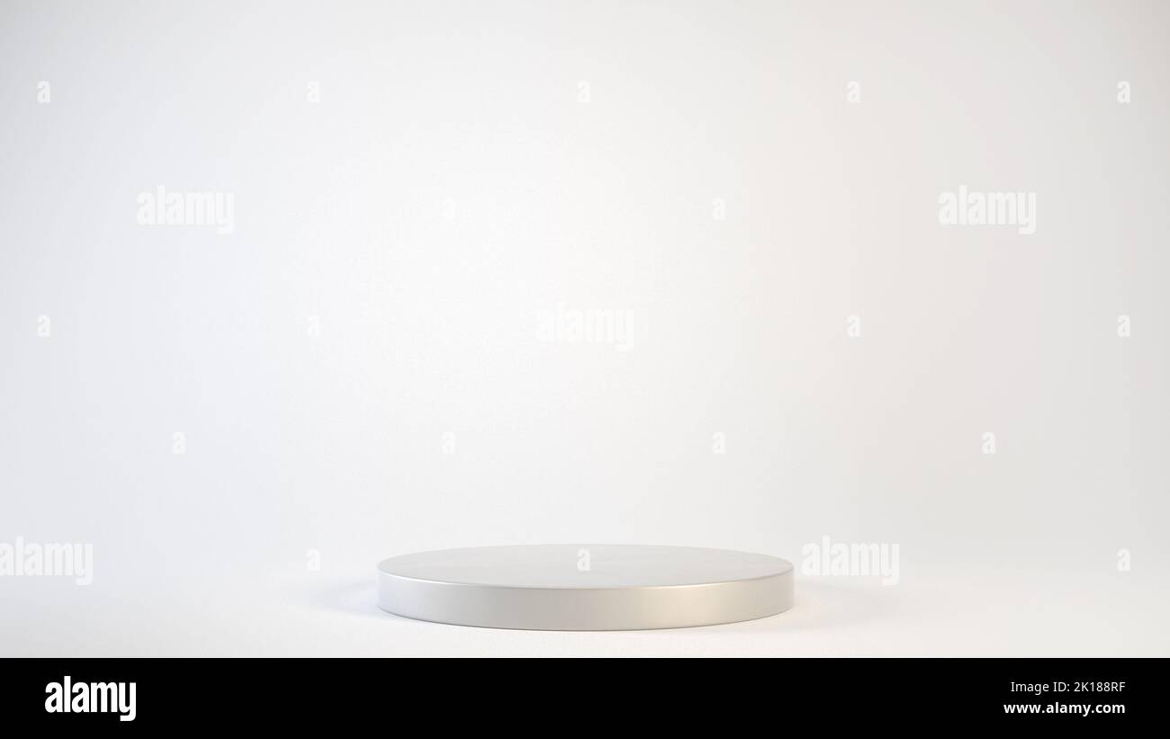 Empty gray podium or pedestal display on white background with cylinder ...